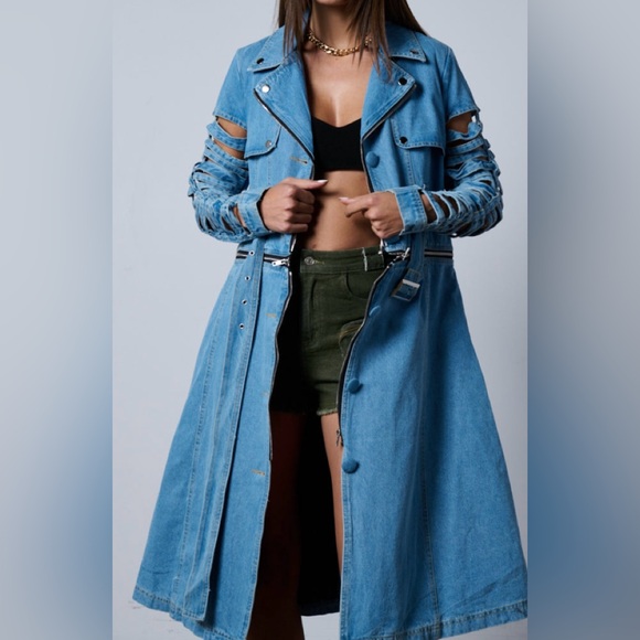 AKIRA | Jackets & Coats | New Akira Blue Denim Two Way Cut Out Accent ...
